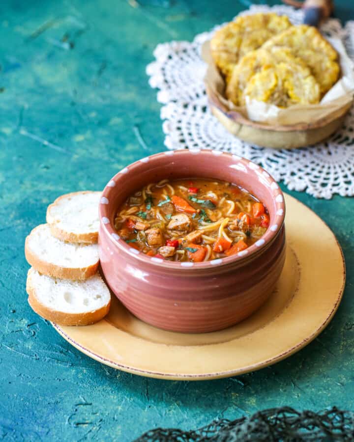 Puerto Rican Sopa de Fideo: Noodle soup with chicken